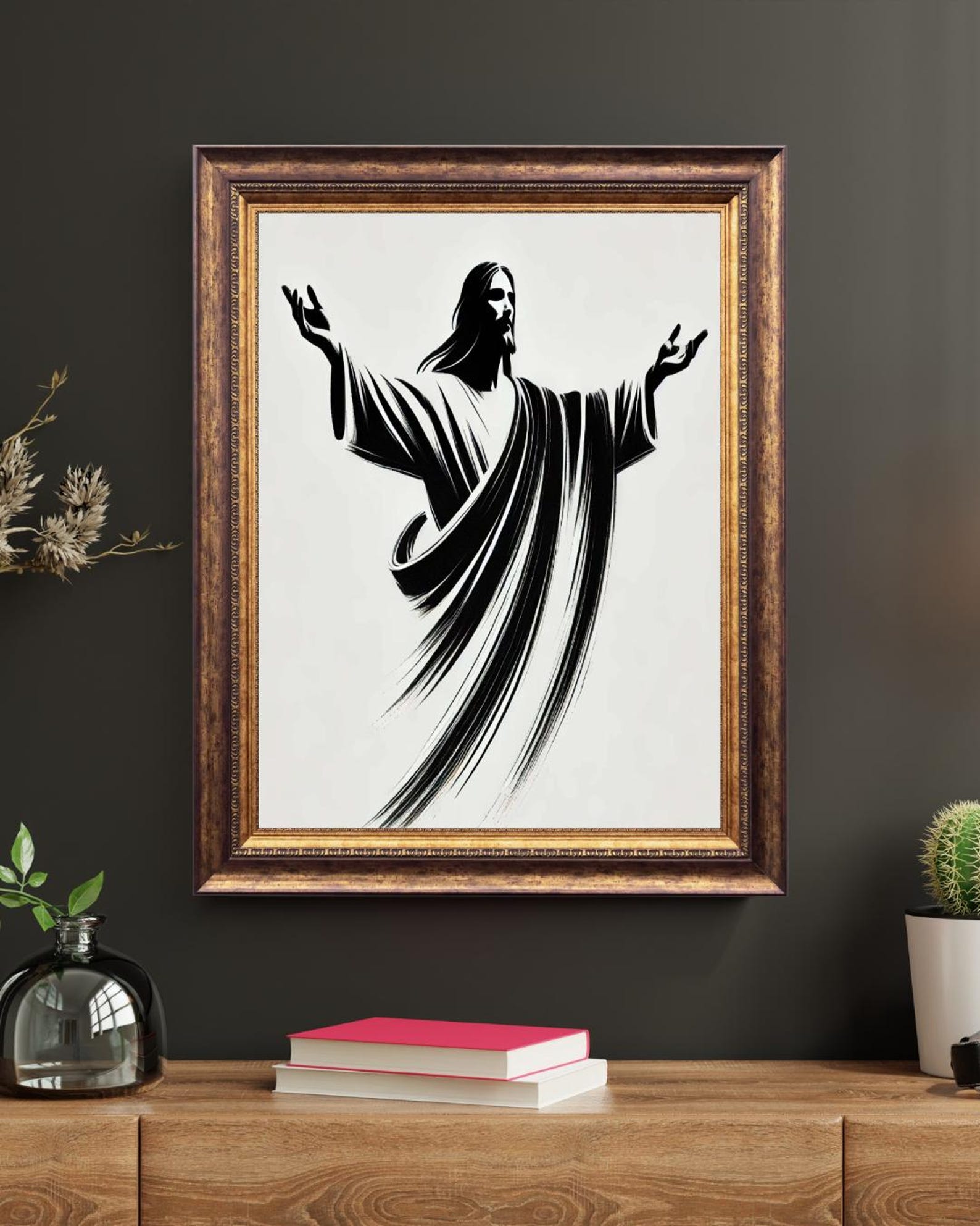 Minimalist Jesus Wall Art Black Silhouette | Christian Printable Art ...