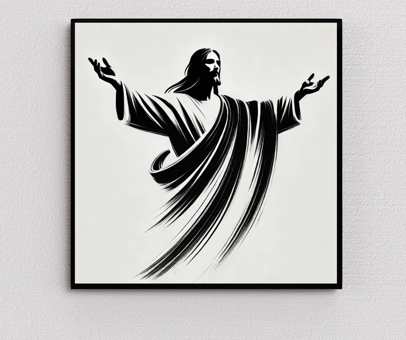 Minimalist Jesus Wall Art Black Silhouette | Christian Printable Art ...