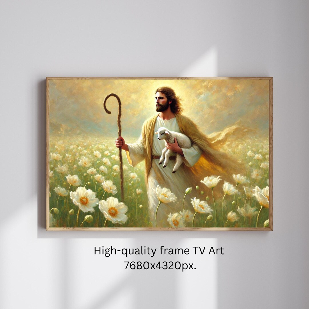 Jesus Carrying Lamb Digital Art Print | Christian Spiritual Wall Art ...
