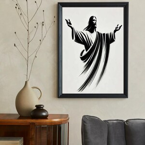 Minimalist Jesus Wall Art Black Silhouette | Christian Printable Art ...