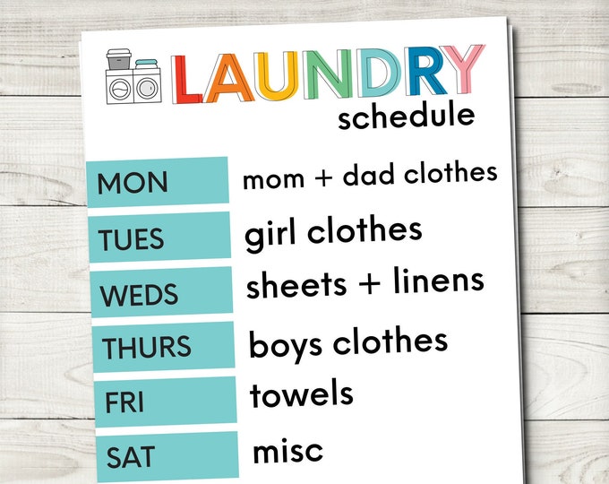 Editable Laundry Schedule Printable - Etsy