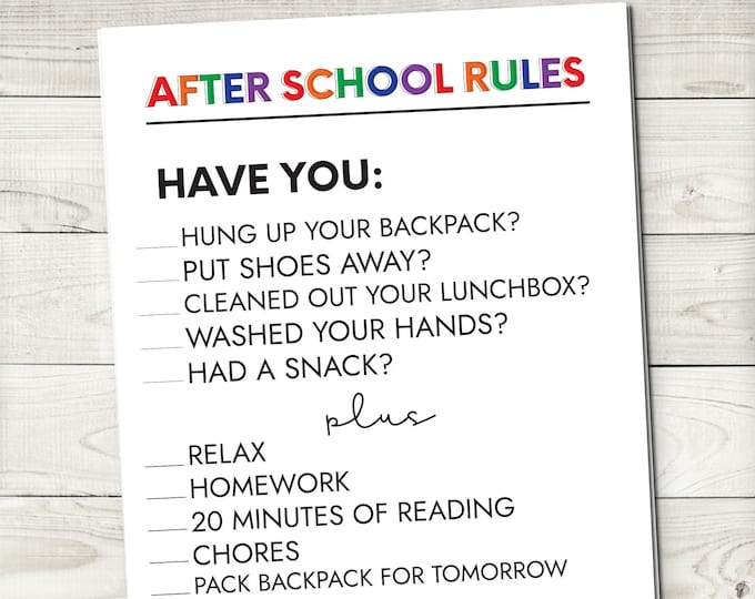 Editable After School Rules Printable - Etsy