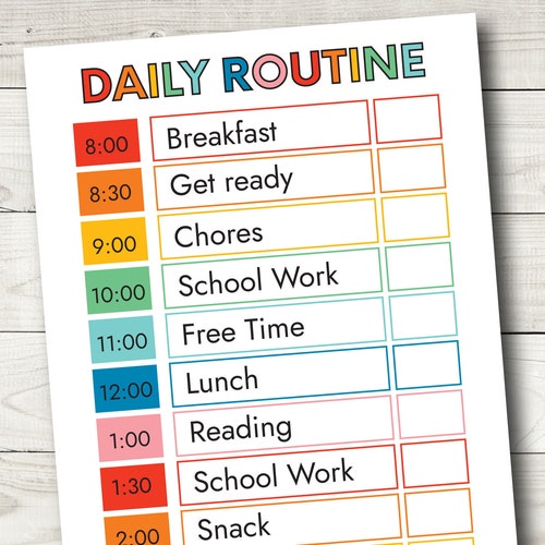 Daily Routineprintable Daily Routine Responsibility Chart - Etsy Canada