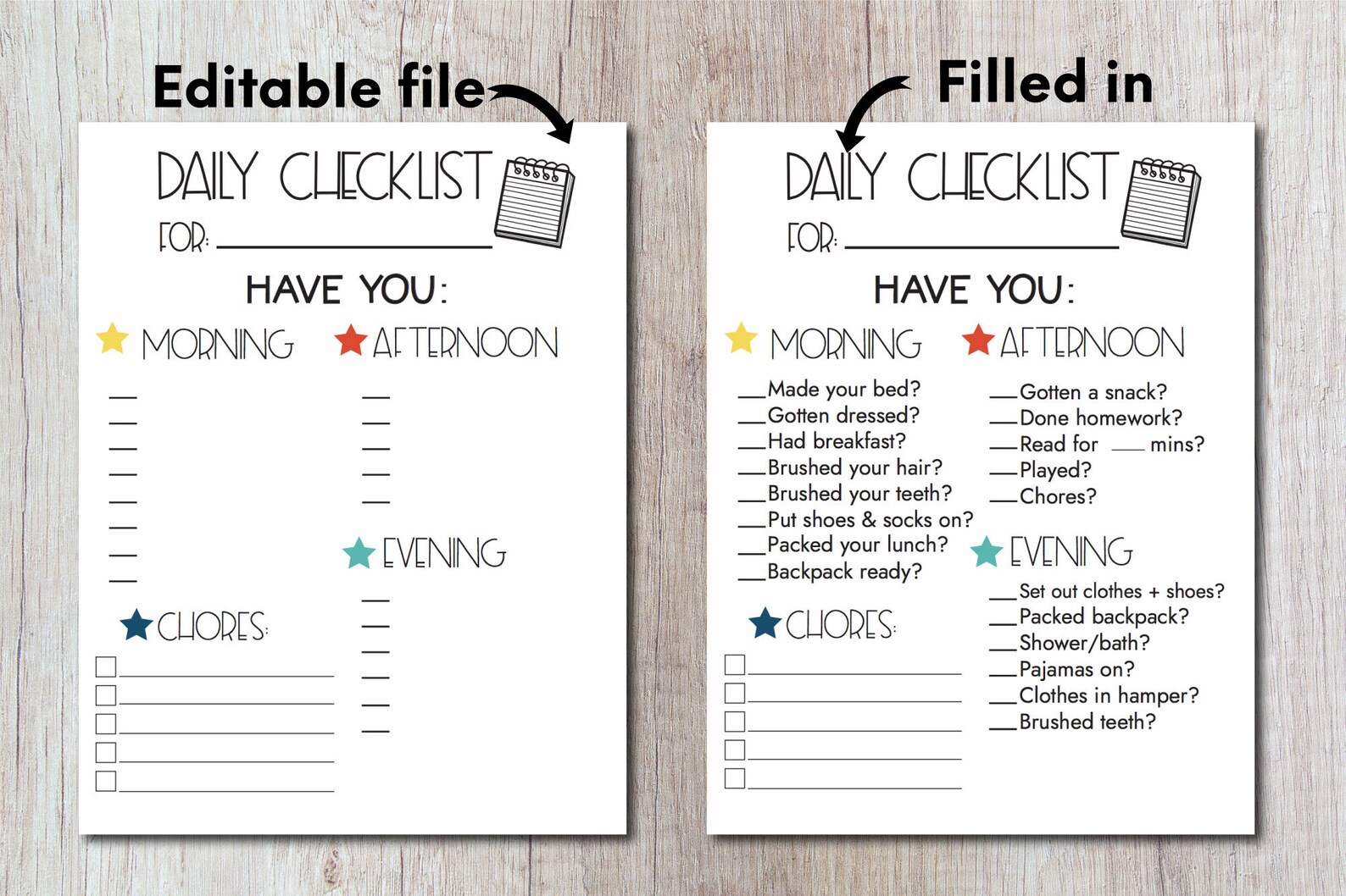 Editable Daily Checklist Daily Routineprintable Daily - Etsy