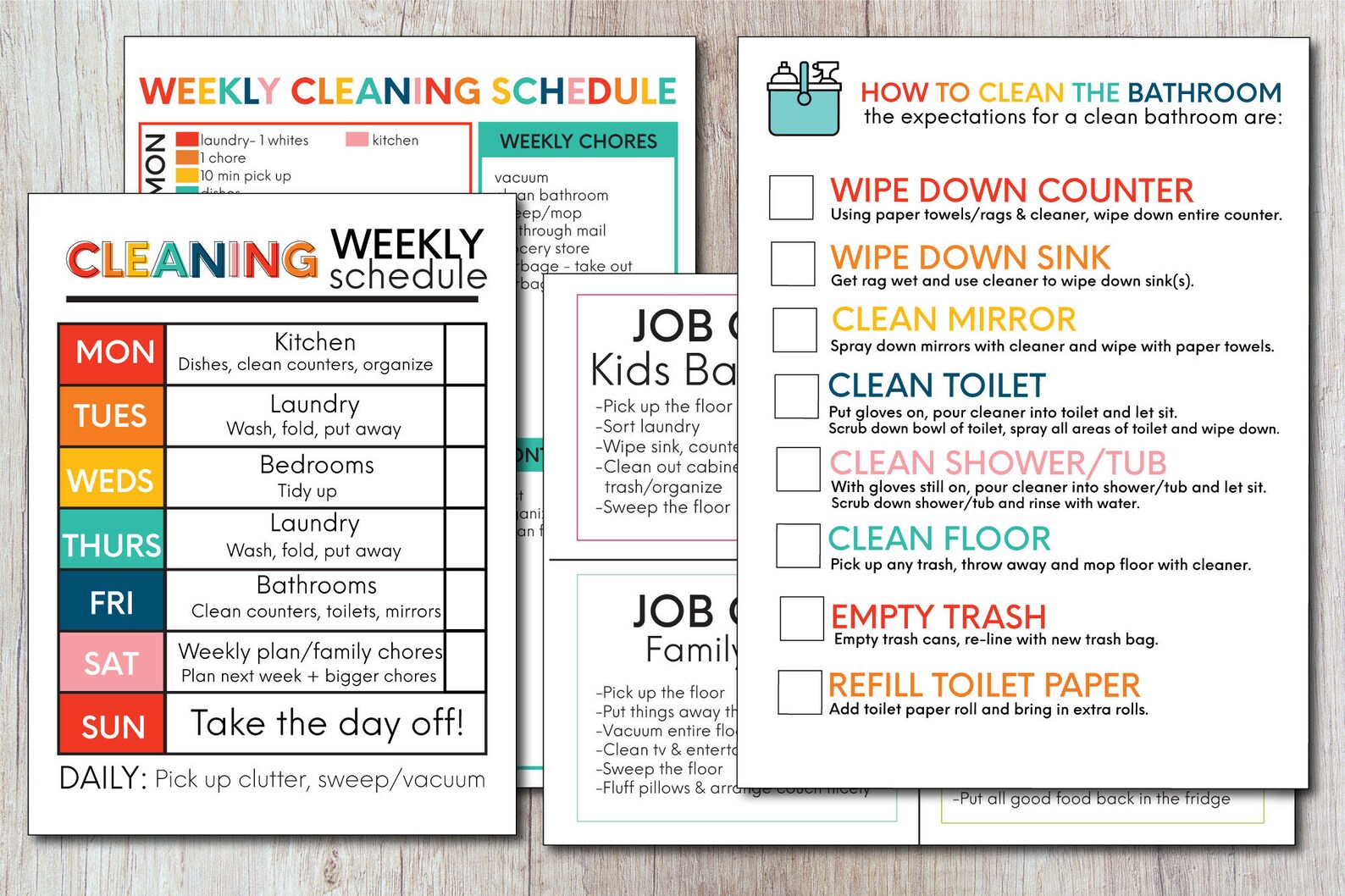Printable Cleaning Bundle Cleaning Cards Kids Cleaning - Etsy