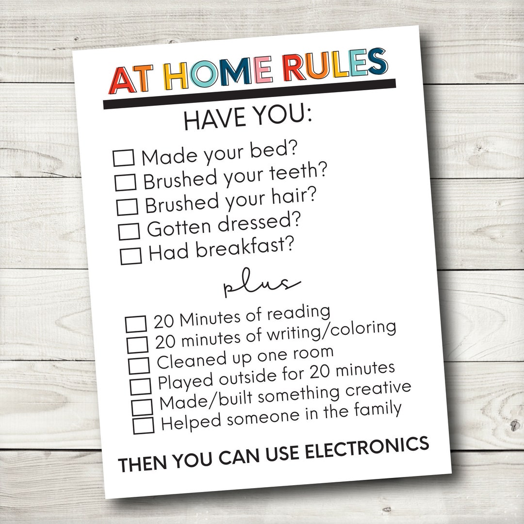 Editable at Home Rules Printable - Etsy