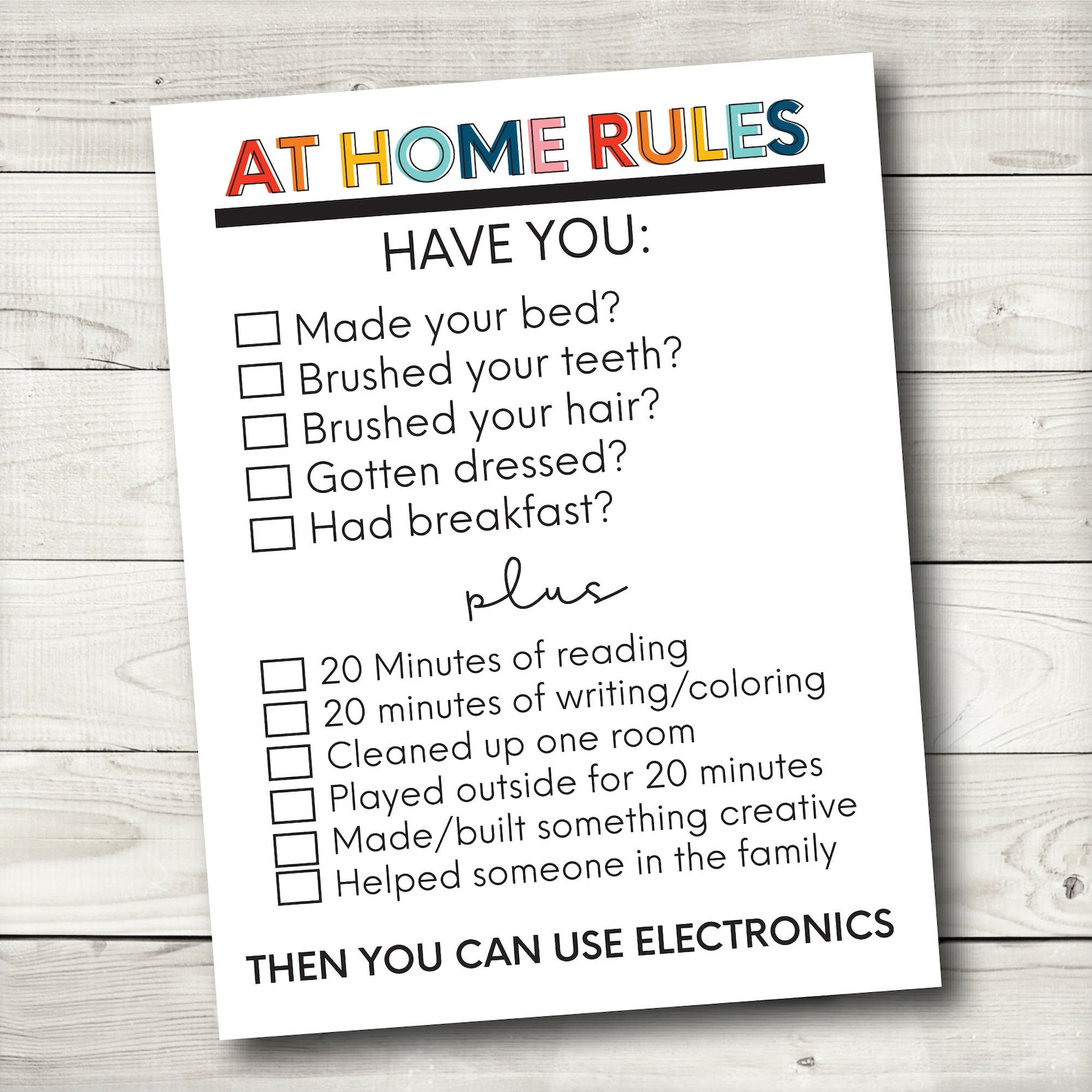 Editable at Home Rules Printable - Etsy