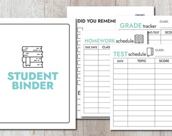 Printable Student Binder Student Planner High School - Etsy