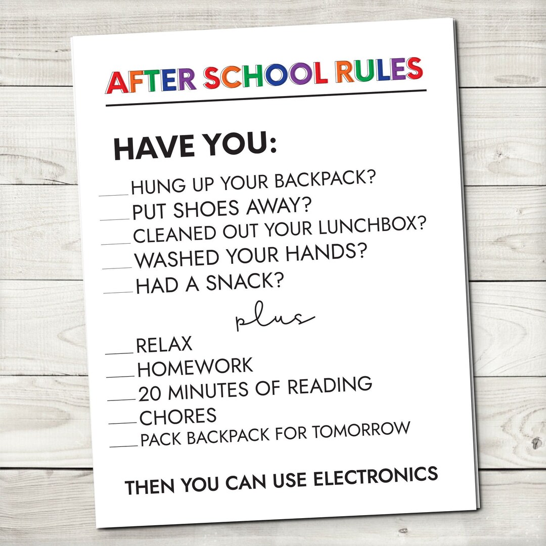Editable After School Rules Printable - Etsy