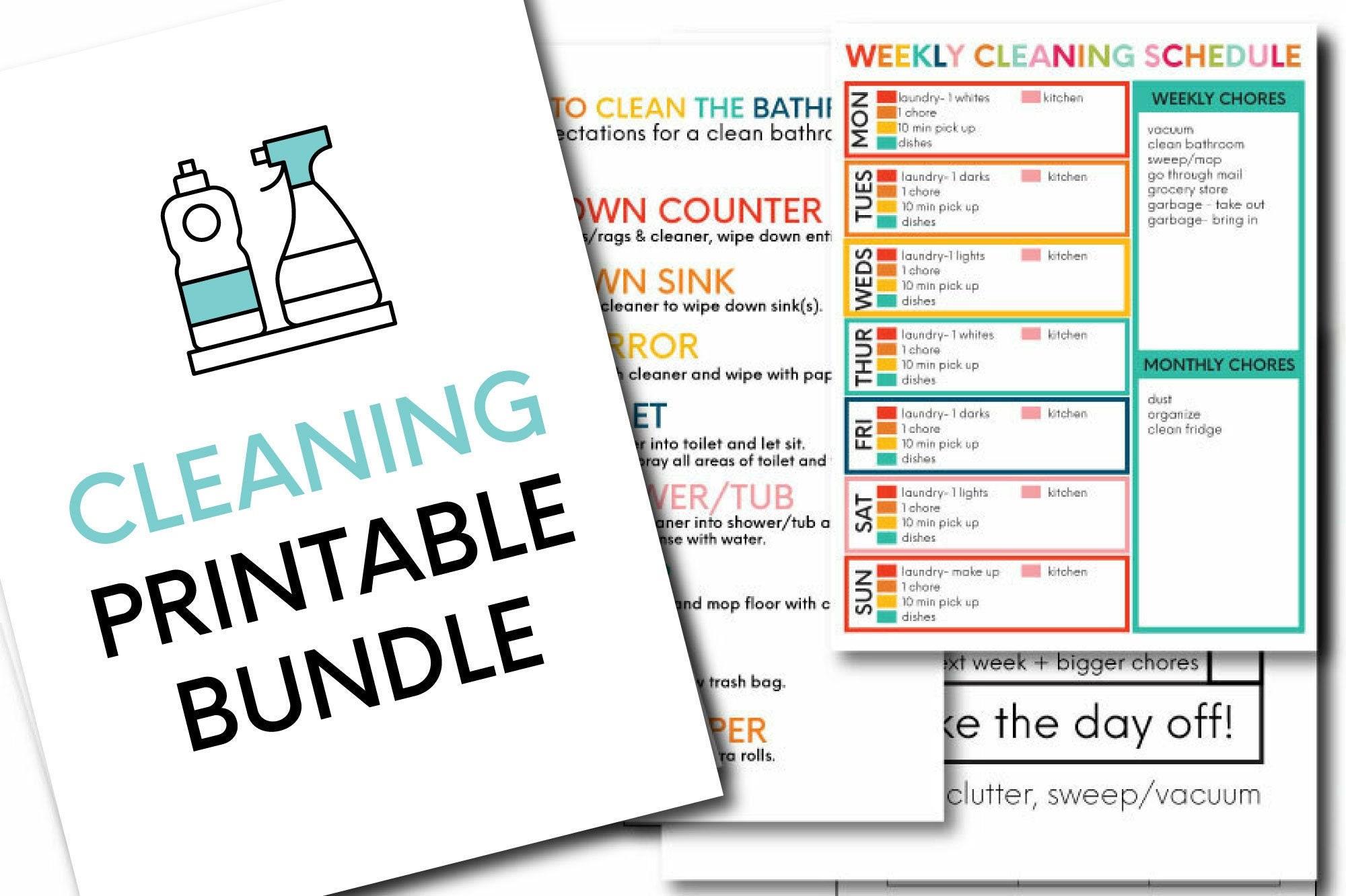 Printable Cleaning Bundle Cleaning Cards Kids Cleaning - Etsy