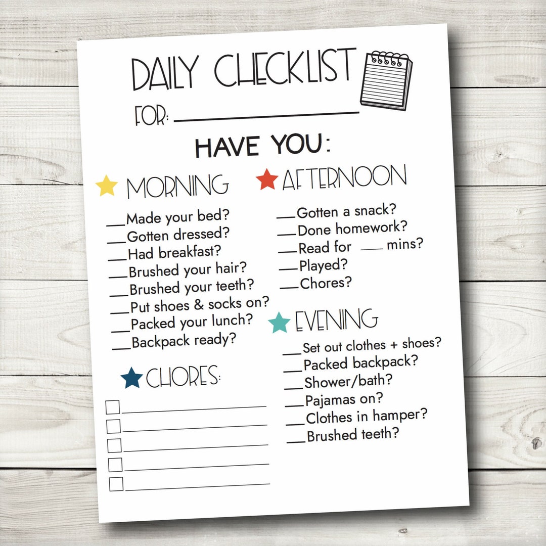 Editable Daily Checklist, Daily Routine,printable Daily Routine ...