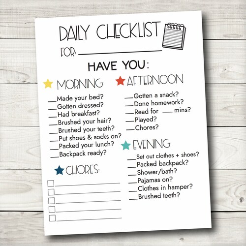 Chore Chart for Kidsdaily Checklist Editable Daily Routine - Etsy