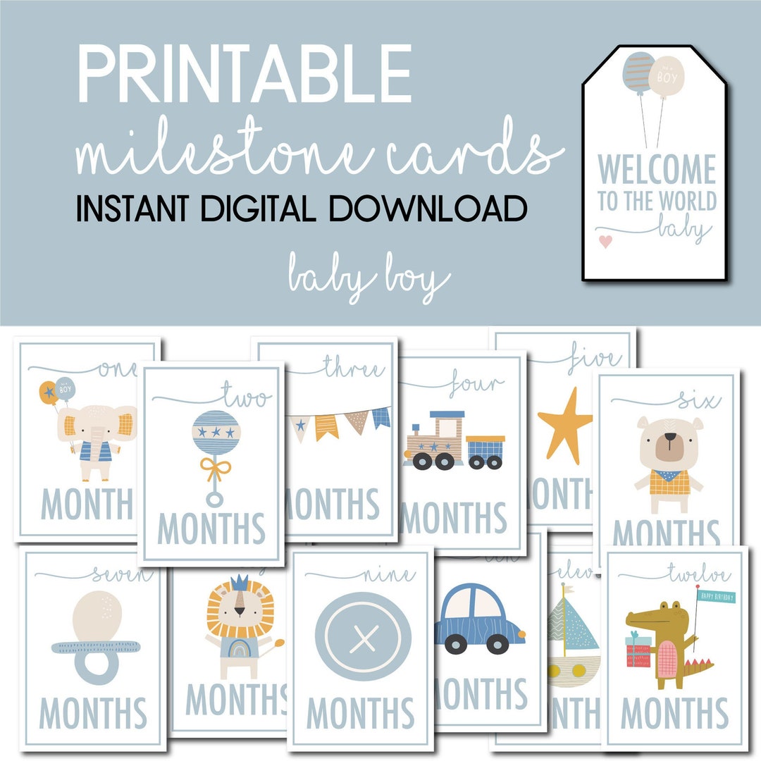 Baby Boy Milestone Cards Instant Download - Etsy