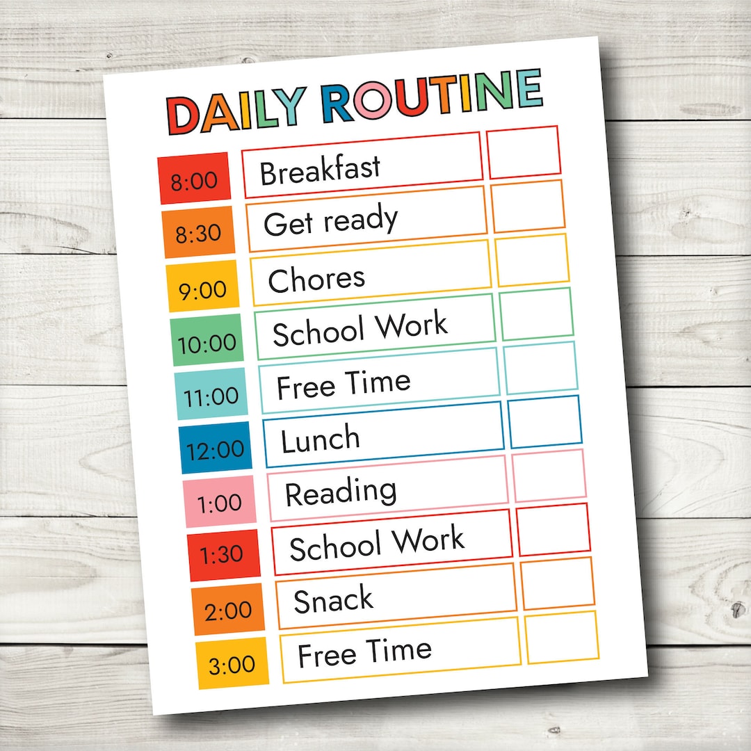 Daily Routine,printable Daily Routine, Responsibility Chart, Chore ...