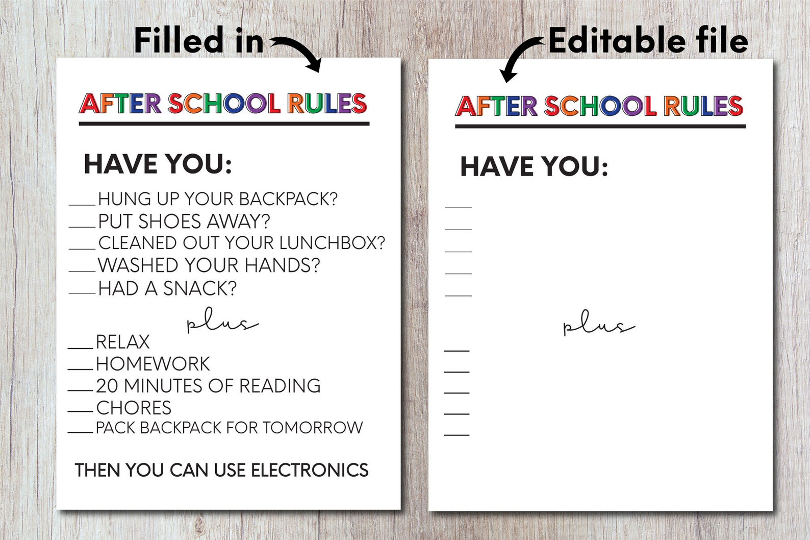 Editable After School Rules Printable - Etsy