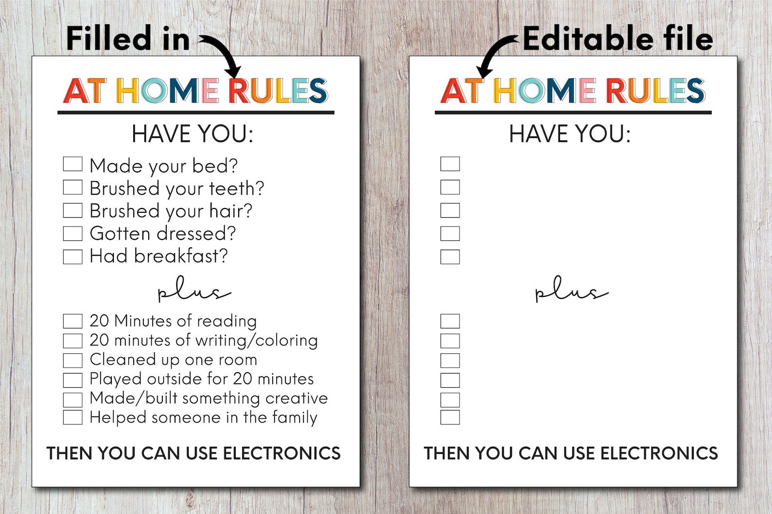 Editable at Home Rules Printable - Etsy