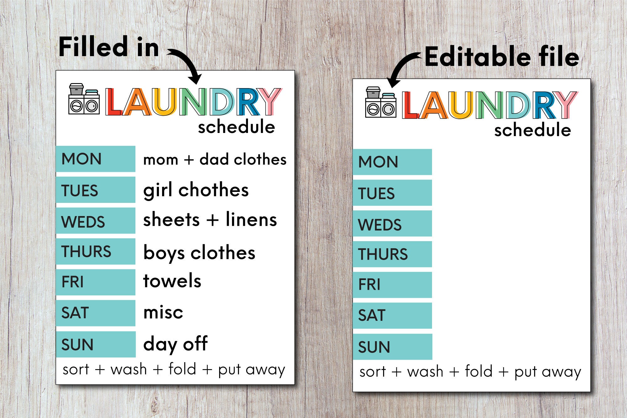 Editable Laundry Schedule Printable - Etsy Australia
