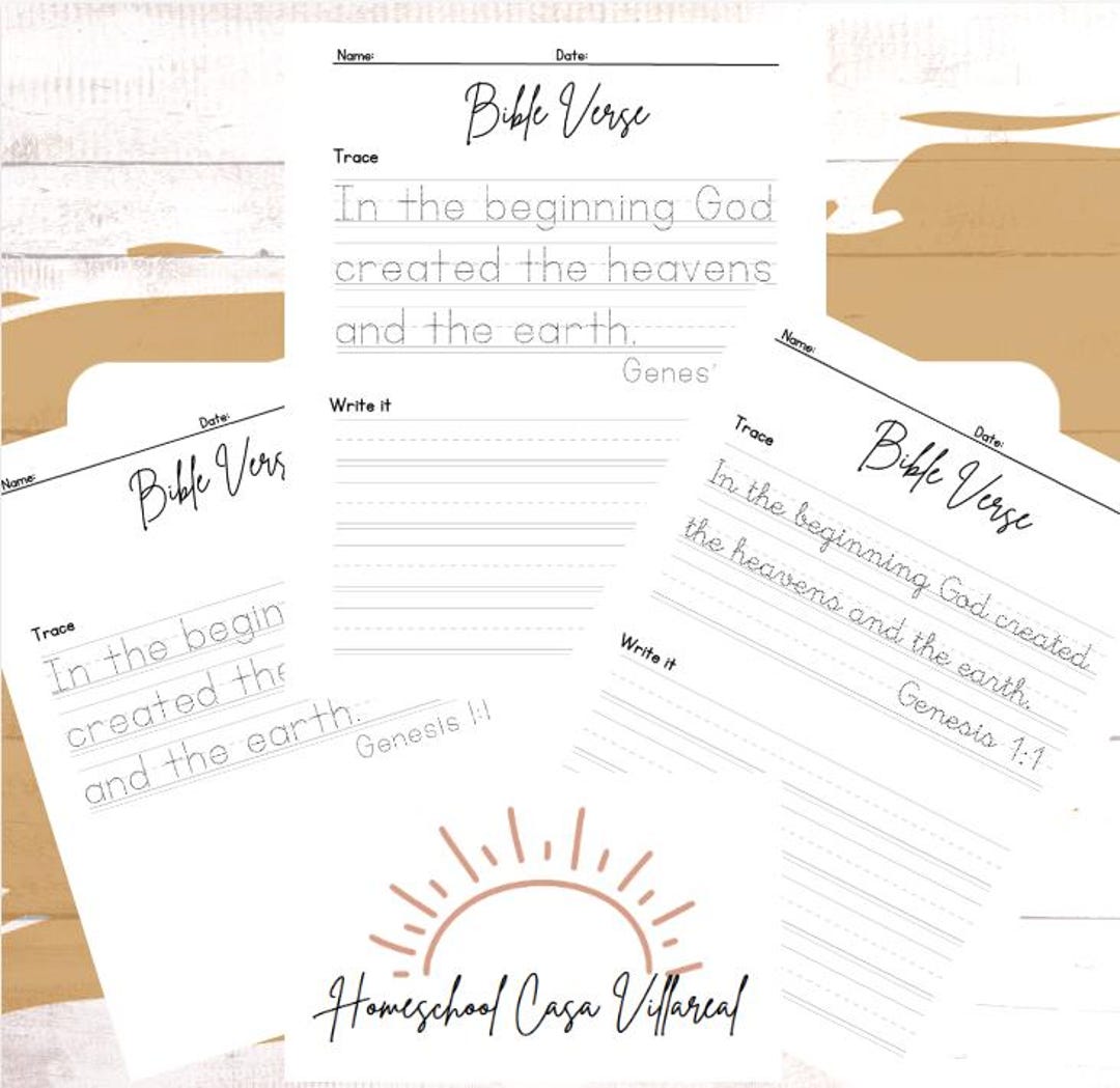 Kid Bible Worksheet Bible Verse Writing Practice - GENESIS 1:1 - Etsy