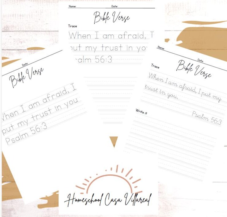 Kid Bible Worksheet Bible Verse Writing Practice - Psalm 56:3 - Etsy