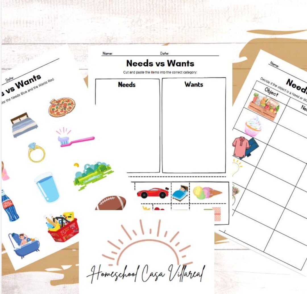 Wants Vs. Needs Economics Sorting Worksheets - Etsy