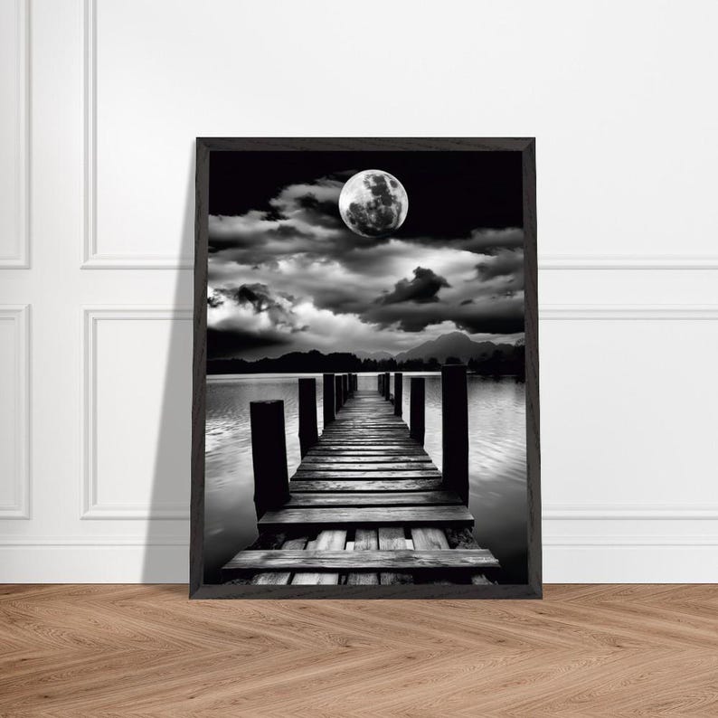 Boat Bridge Premium Poster With Premium Matte Paper and Wooden Frame ...