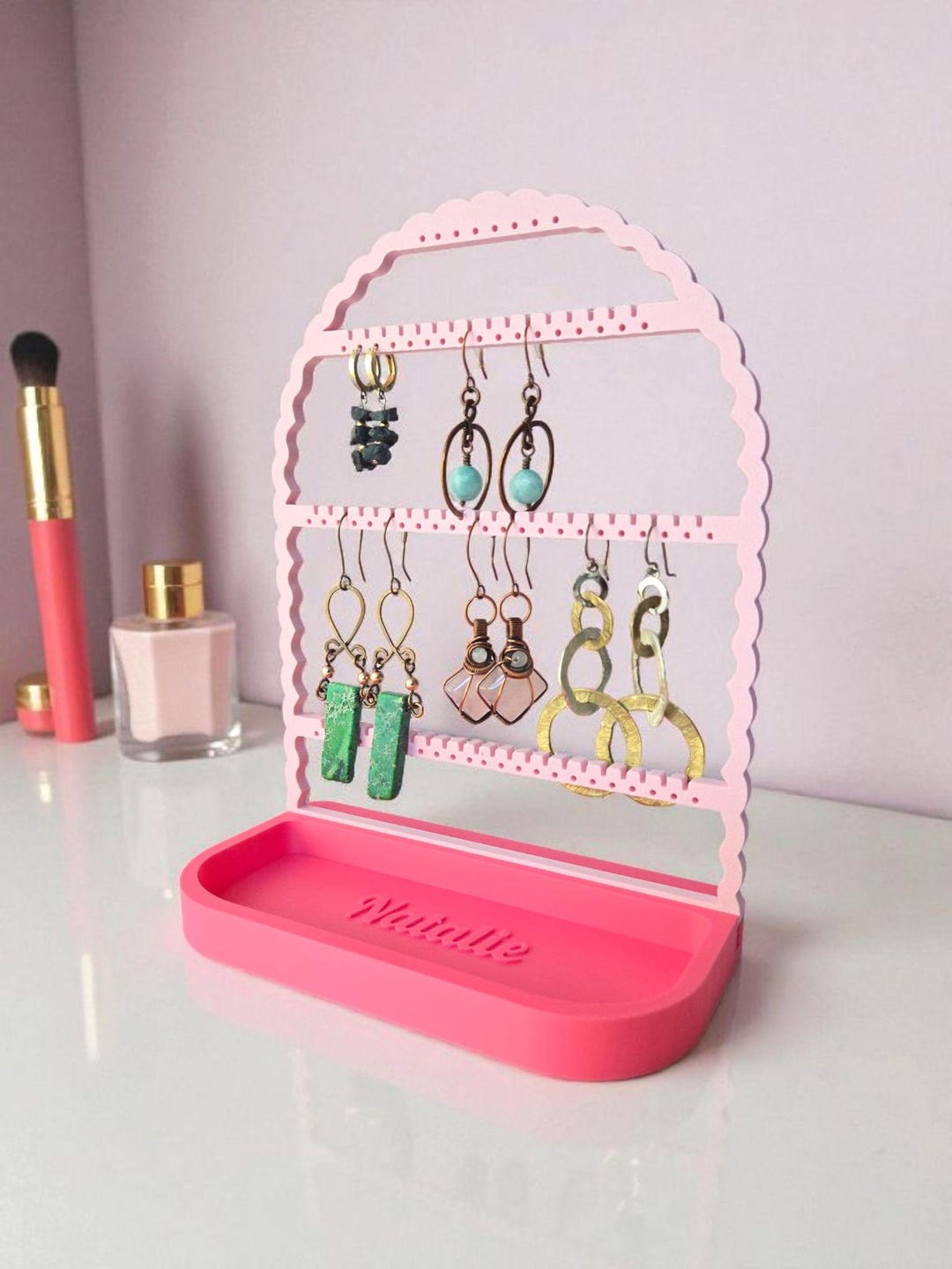 Personalized Earring Holder • Custom Jewelry Stand With Name Tray • 25 ...