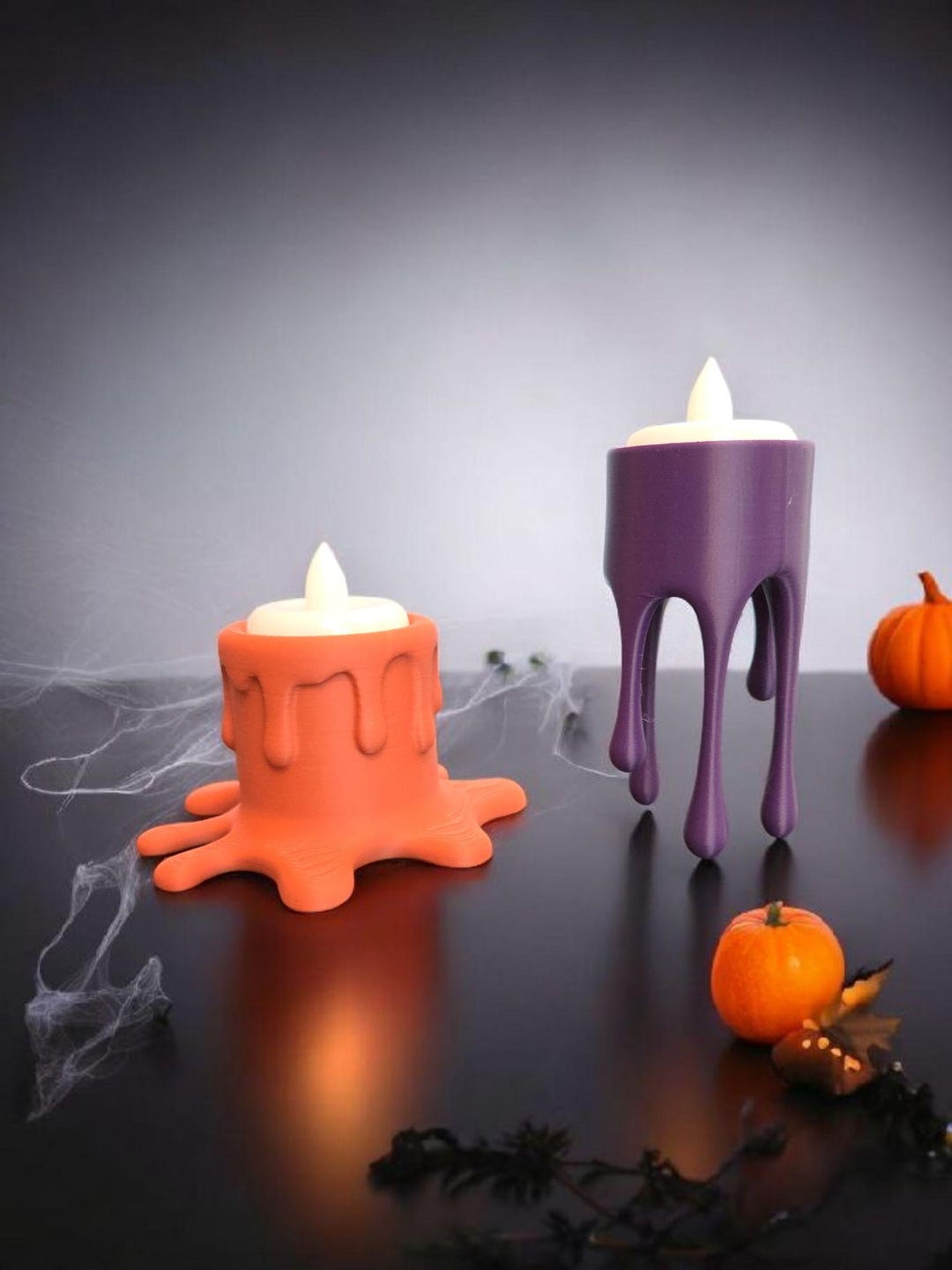 Halloween Drip Candle Holders – “melty Mess” & “spooky Drip” – LED Tea ...