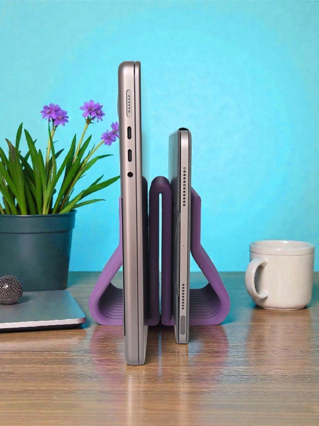 Dual Vertical Laptop Stand | Custom Color Double Holder in Multiple ...