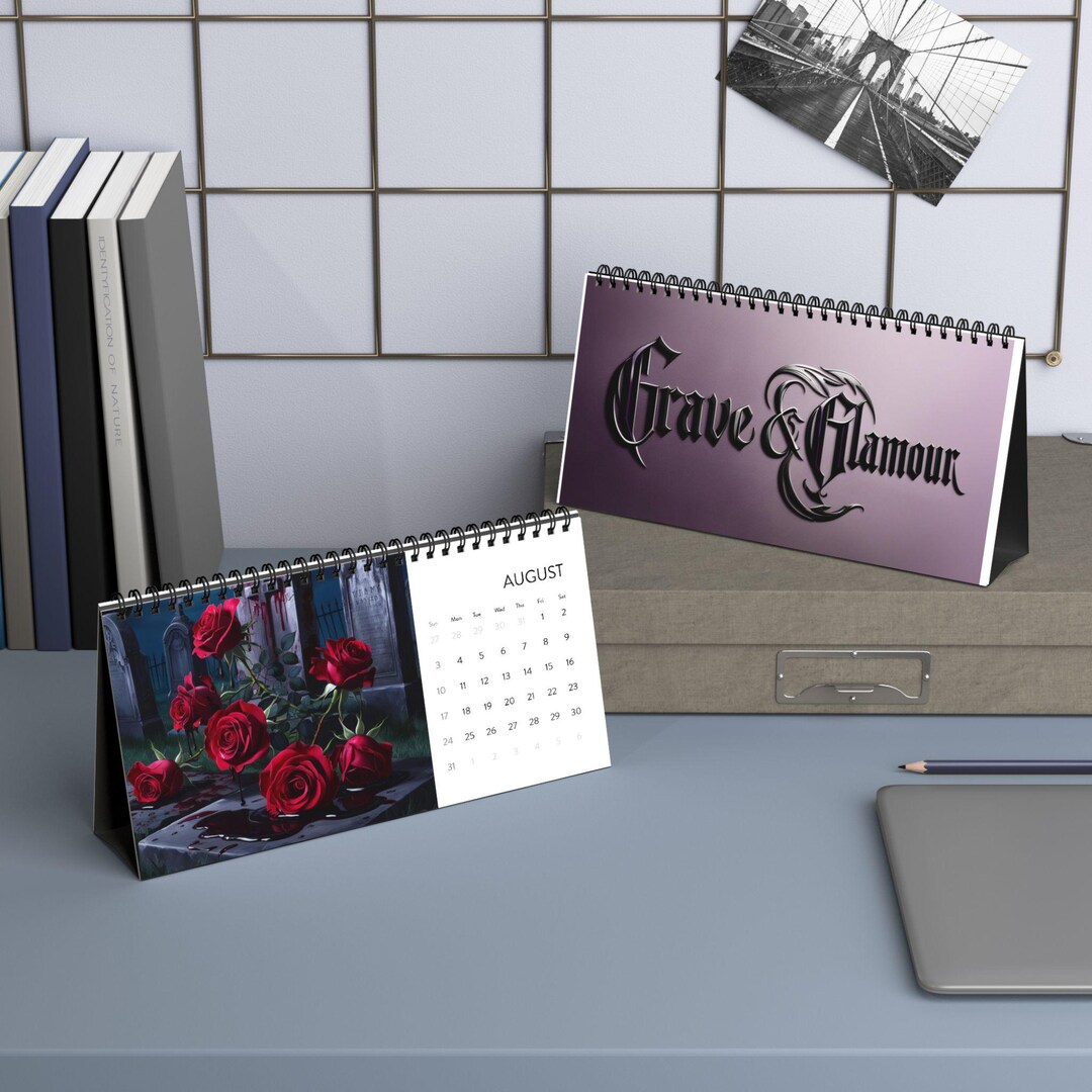 Grave & Glamour Desktop Calendar 2025 Grid - Etsy