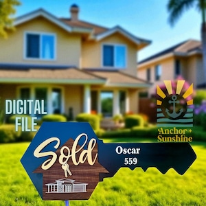 Realtor SOLD Key Sign SVG File Bundle– 6 Key Prop Files for Laser, Real ...