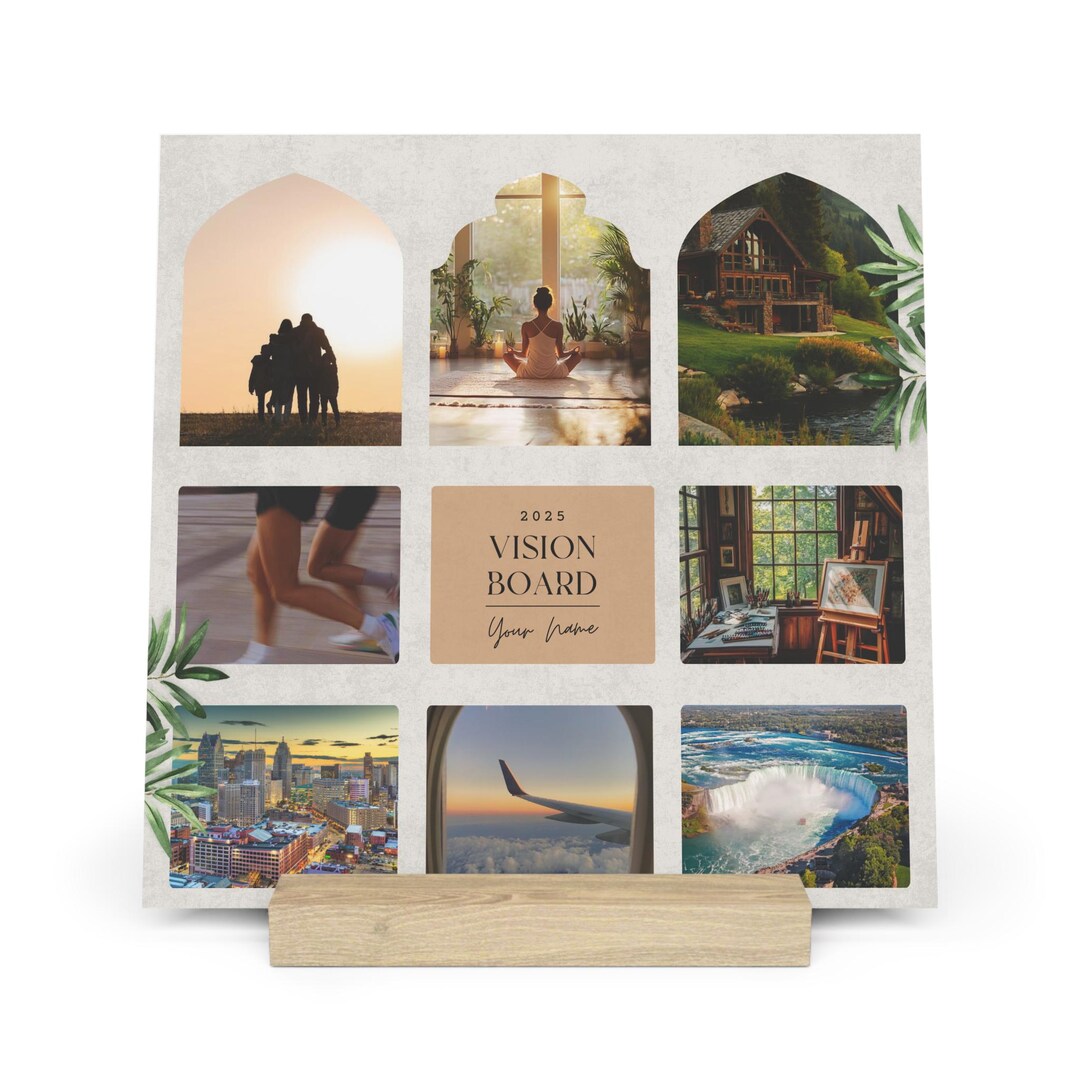 PERSONALISED Vision Board on Gallery Board With Stand, Window Arch ...