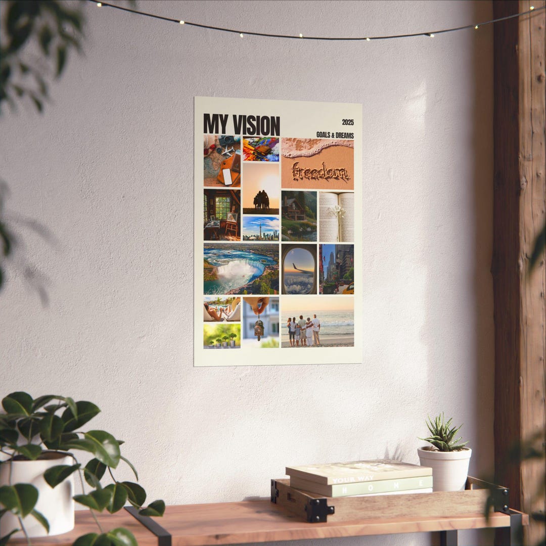 PERSONALISED Vision Board Poster, Collage Style, Goal Setting Wall Art ...
