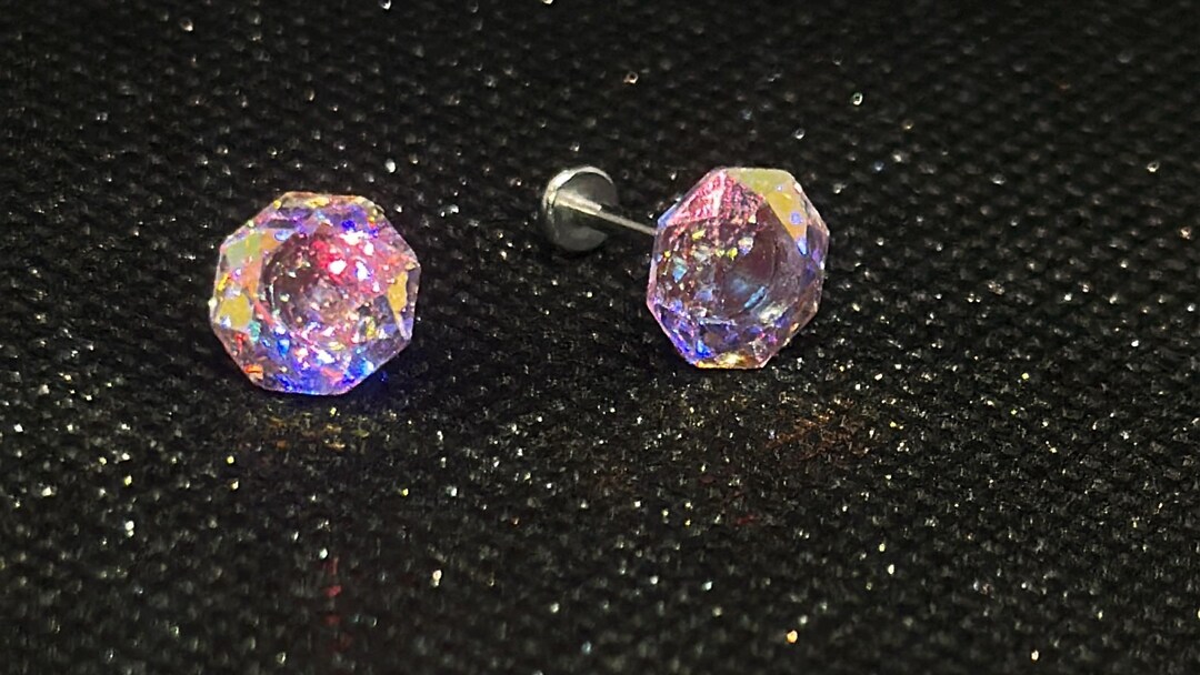 Swarovski Crystal Titanium Ear Barbell 16G 8MM Lobe Helix Ear Cuffs ...