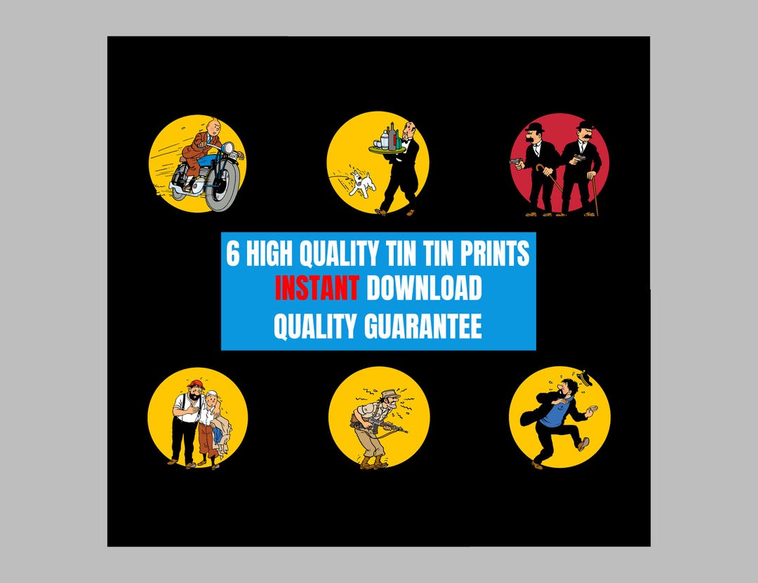 Iconic Tintin Posters Bundle - A2, 24"x36", A3, A4, High Quality ...