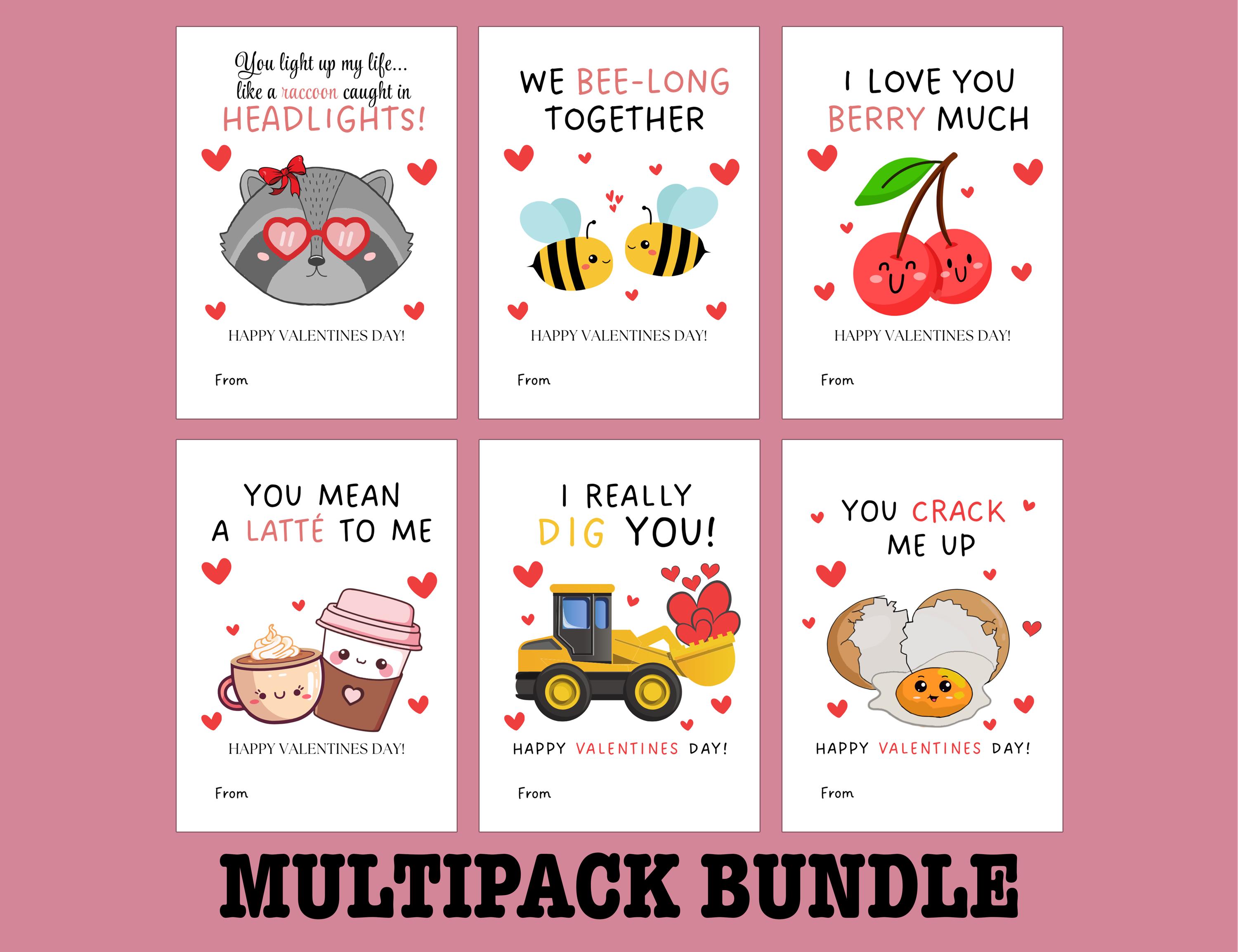 EDITABLE Printable Valentine Cards Set, Classroom Valentines Day Cards ...