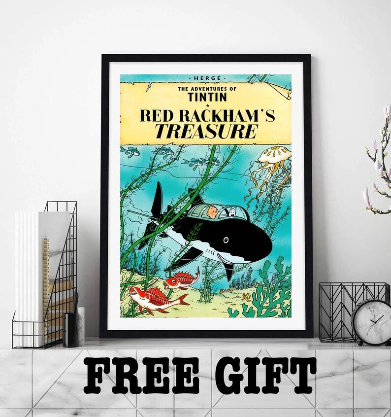 Tintin "red Rackham's Treasure" Cover Poster - Digital Download - Etsy