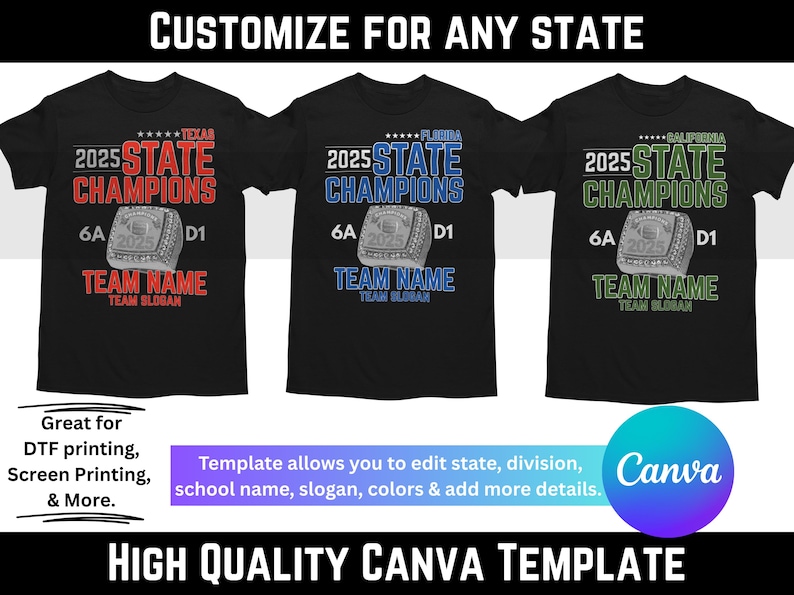 2025 High School Football State Championship Canva Template for T ...