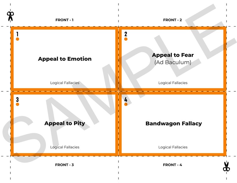 Logical Fallacies Flashcard Deck Printable Study and Debate Tool - Etsy