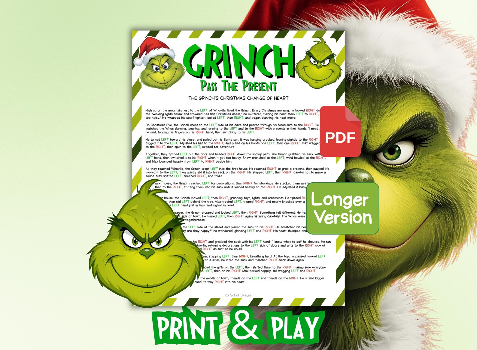 Grinch Christmas Game – Left Right Gift Exchange (printable PDF) - Etsy
