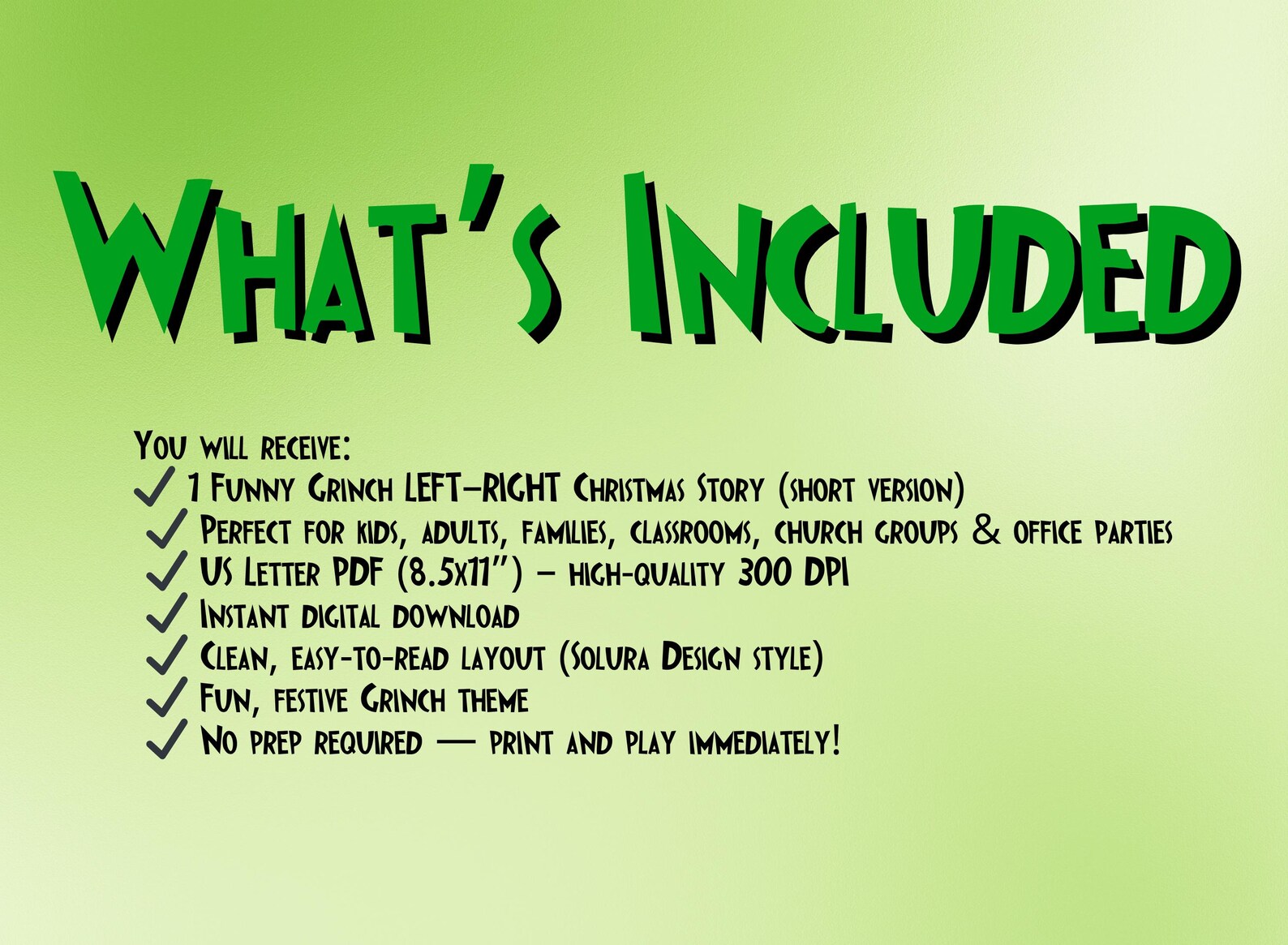 Grinch Christmas Party Game – Left Right Story, Gift Exchange ...