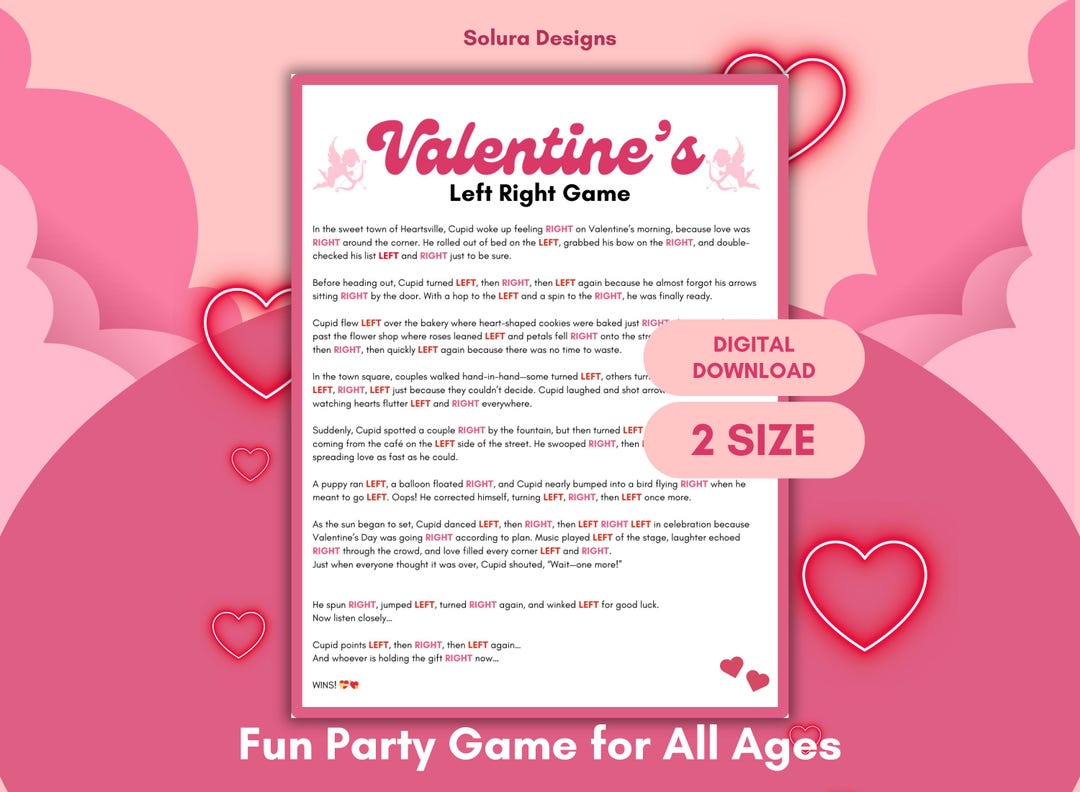 Valentine’s LEFT RIGHT Game Printable | Pass the Gift Valentine Party ...