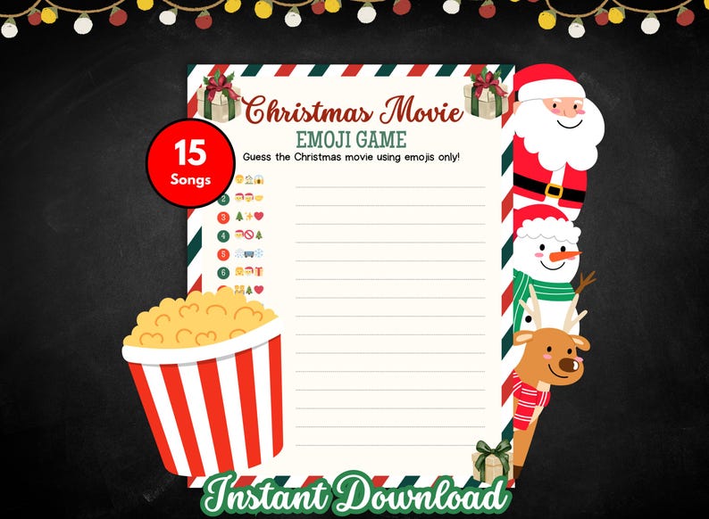 Christmas Movie Emoji Game Printable, Guess the Christmas Movie Game ...
