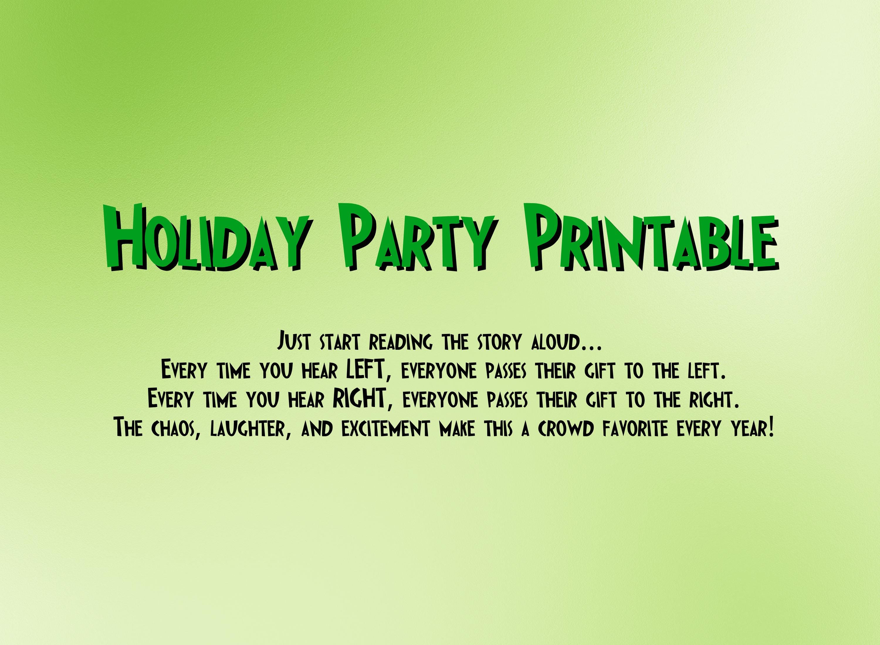 Grinch Christmas Party Game – Left Right Story, Gift Exchange ...