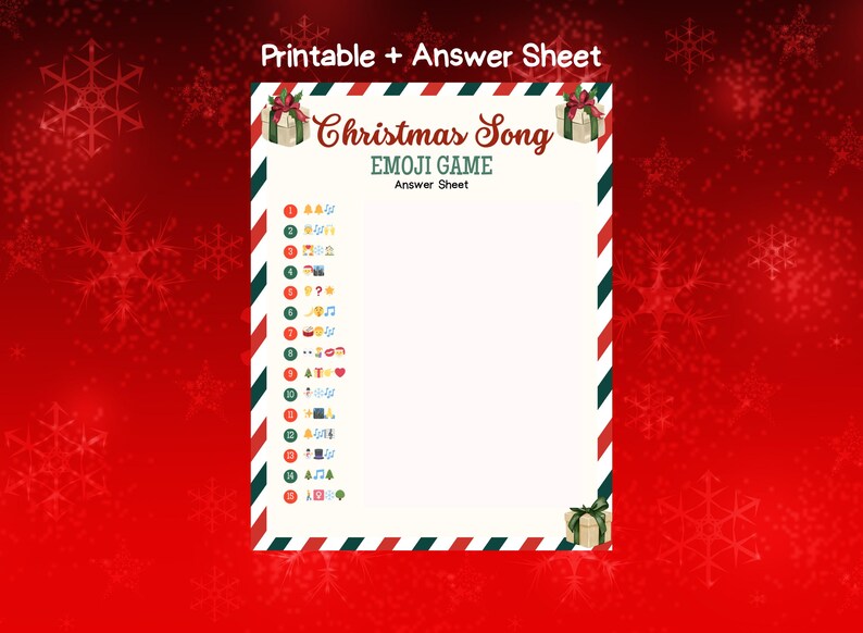 Christmas Song Emoji Game Printable, Fun Holiday Music Quiz, Instant ...