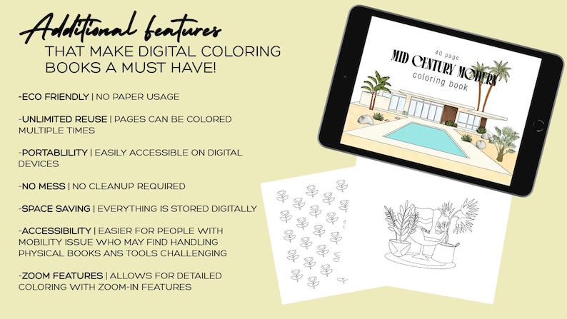 Digital Mid Century Modern Coloring Book - Etsy