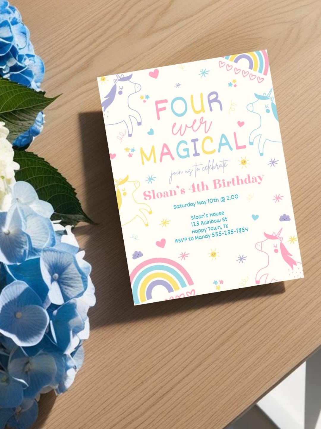 Fourever Magical 4th Birthday Invitation Template- Editable - Etsy