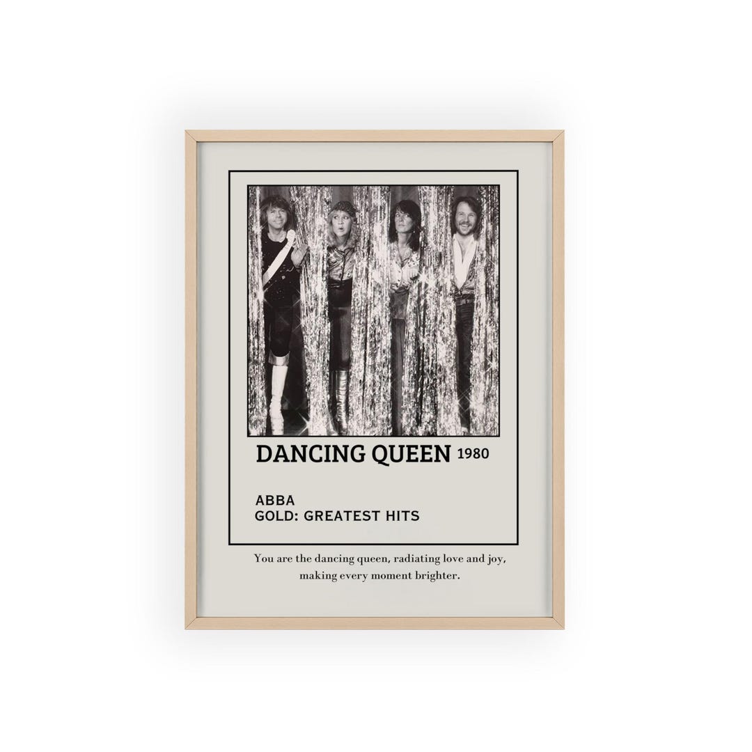 ABBA Dancing Queen Poster - Retro Song Lyric Print, Vintage Music Decor, 70s Disco Wall Art ...