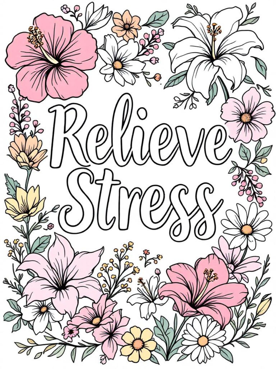 Stress Relief Coloring Book - Etsy