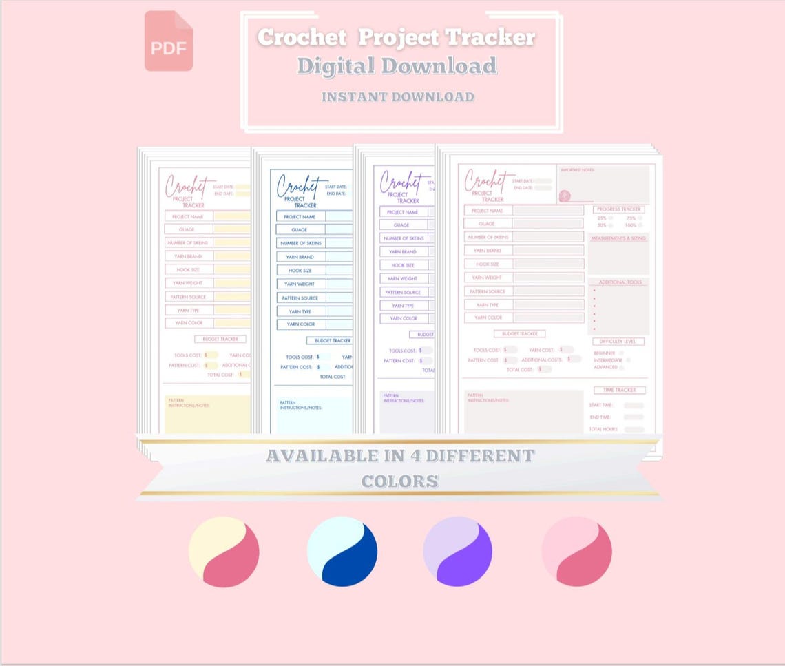 Digital Crochet Project Tracker Template – Printable Planner for ...