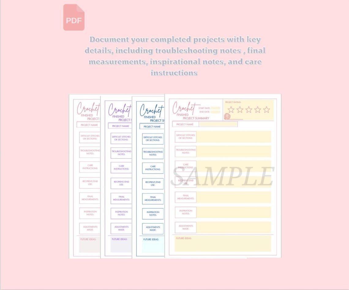 Digital Crochet Project Tracker Template – Printable Planner for ...